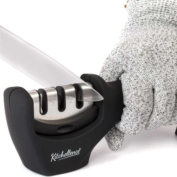 1 black 3-section quick sharpening tool knife sharpener handheld ...