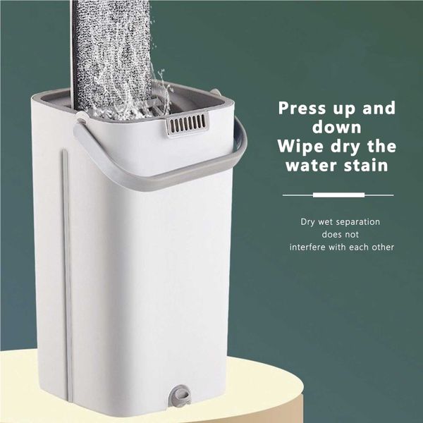 360° Rotating Flat Mop w/Bucket Household Cleaning Squeeze Mops w/2pcs ...