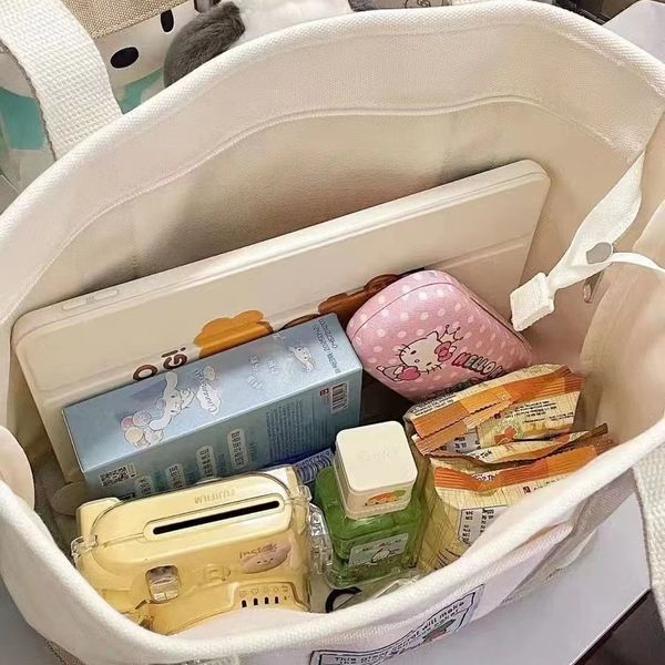 Pacha Dog Canvas Bag Japanese Casual Shoulder Tote Bag Versatile Simple ...