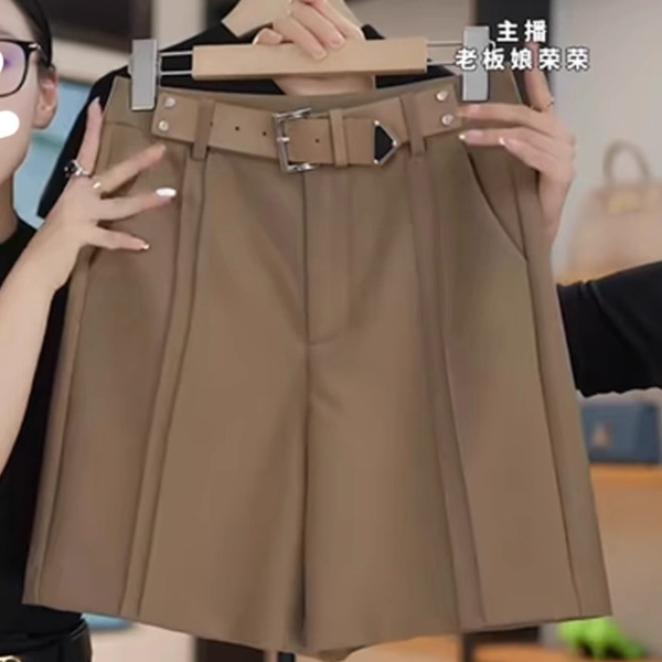 Women's Summer 2024 New Simple and Thin High Waist Fifth Wide-Leg Pants ...