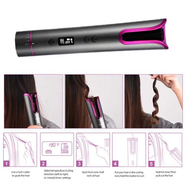Automatic Hair Curler Auto Ceramic Wireless Curling Iron Electric Hair ...