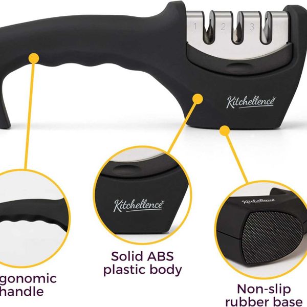 1 black 3-section quick sharpening tool knife sharpener handheld ...