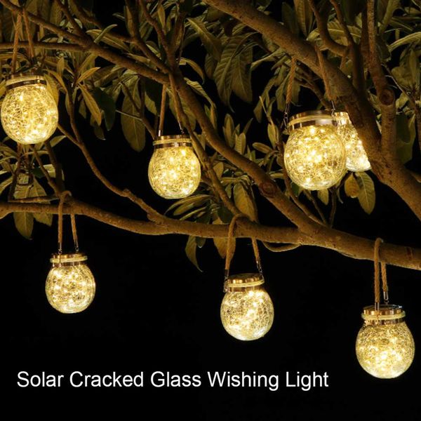 Lamp Beads LED Outdoor Solar Cracked Glass Wishing Light Landscape ...
