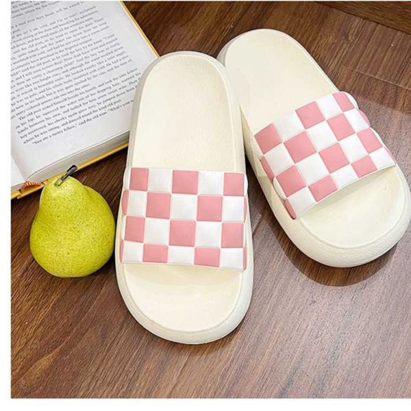 Checkerboard slippers women's ins trend plaid thick-soled women's shoes ...