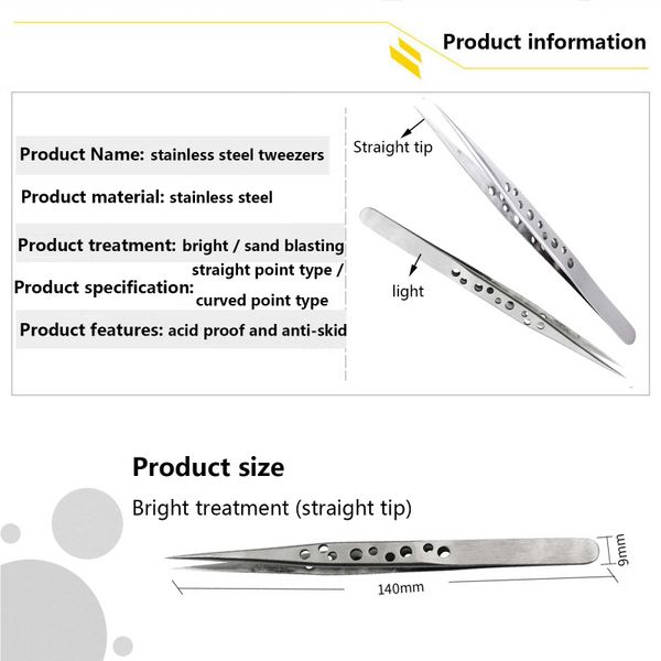 Electronics Industrial Tweezers Anti-static Straight Precision ...