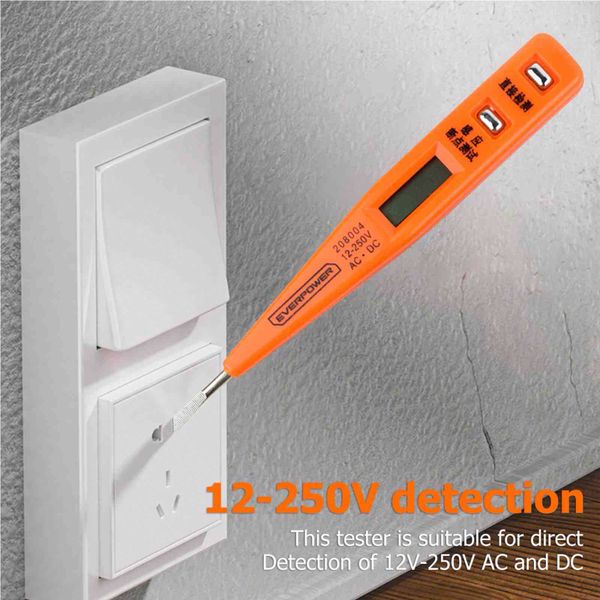 Digital Display Test Pen 12-250V DC AC Zero Line Phase Line Breakpoint ...