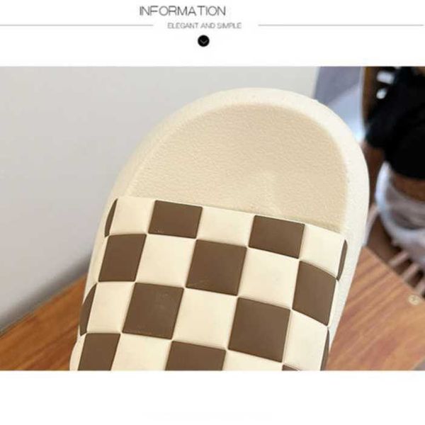 Checkerboard slippers women's ins trend plaid thick-soled women's shoes ...