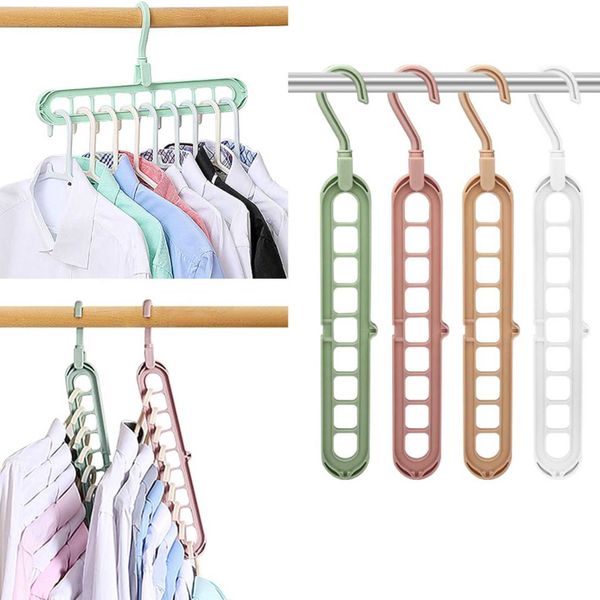 10 multifunctional clothes hangers nine-hole clothes hangers seamless ...