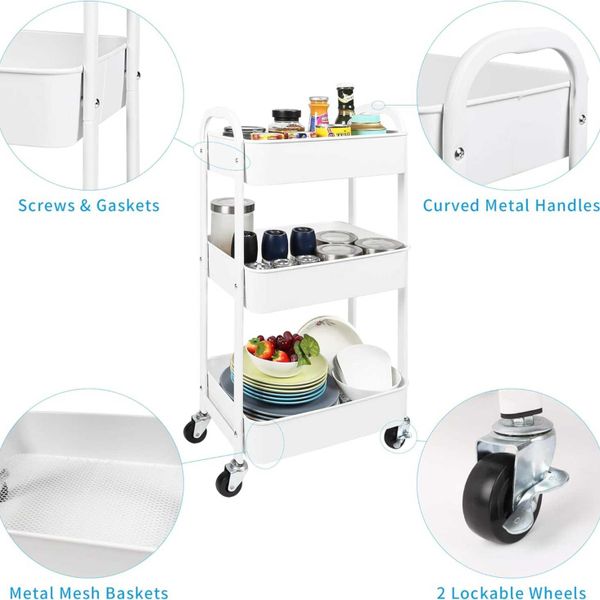 Small cart storage rack, kitchen floor standing multi-layer snack ...