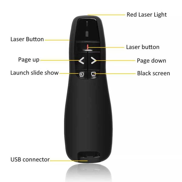 R400 Wireless Presenter Lasers Pointer Red Light RF Wireless Lasers Pen 2.4GHz USB Remote ...
