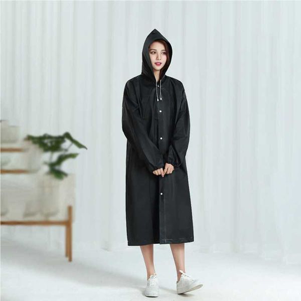 Portable EVA Rain Coats Reusable Rain Poncho with Hood and Elastic Cuff ...