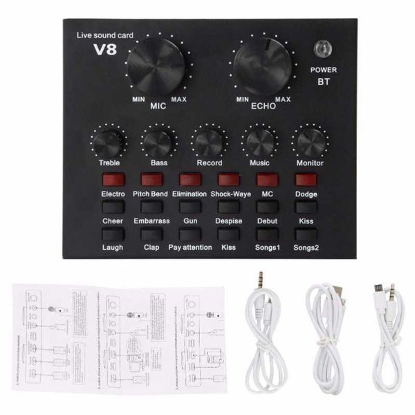 V8 Audio Sound Card USB External Headset Microphone Webcast Live ...