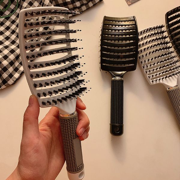 Pig bristle comb for women home use massage comb scalp meridian fluffy ...