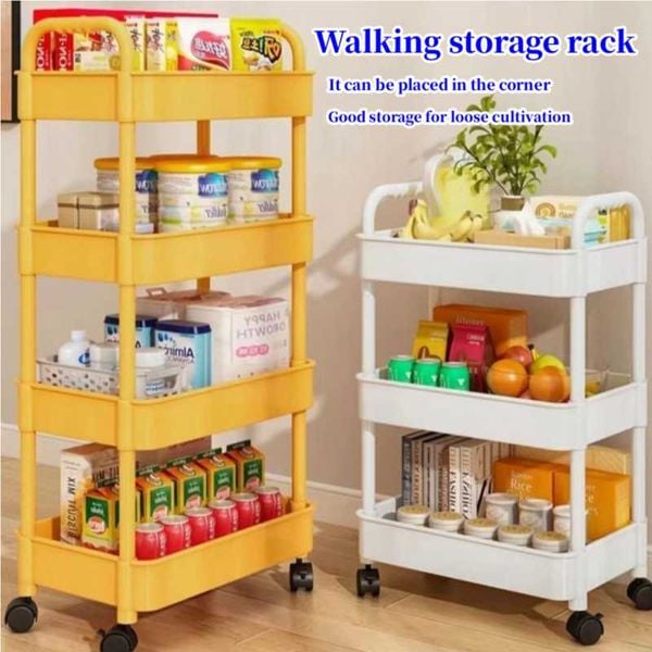 Thickened small cart storage rack, kitchen storage rack, floor to floor ...