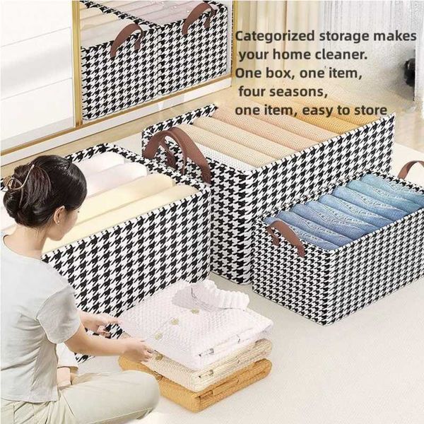 Qianniao grid clothes and pants storage box, household drawer style ...