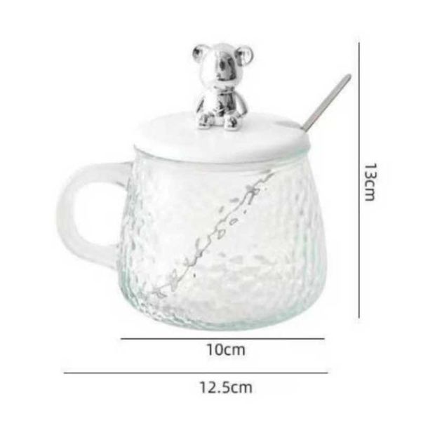 Small Bear Hammer Pattern Glass Cup Minimalist ins High Beauty with ...