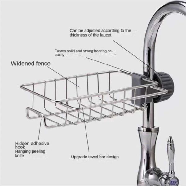 Faucet storage rack, kitchen stainless steel sink storage rack ...