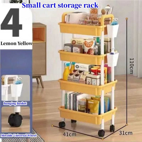 Thickened small cart storage rack, kitchen storage rack, floor to floor ...