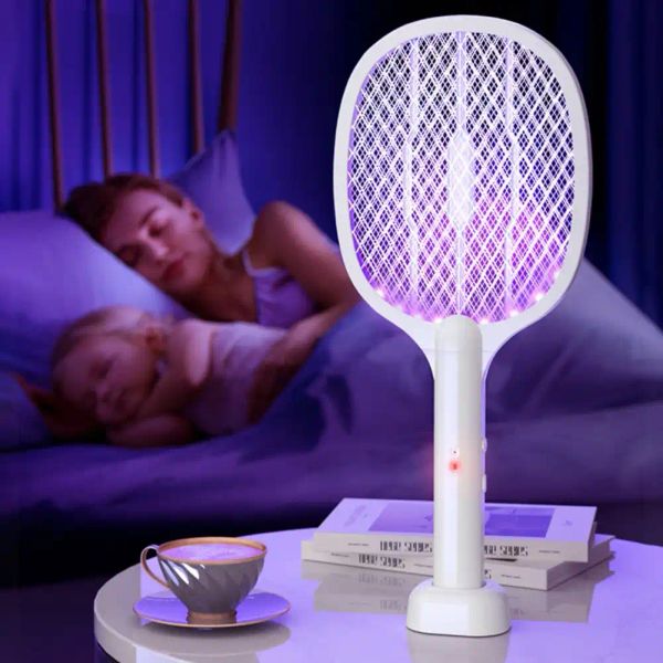 Handheld Electric Fly Swatter 3000V Bug Zapper Racket 2 in 1 Fly ...