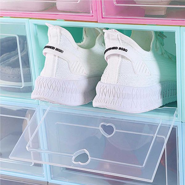 Dustproof Storage Shoe Box Drawer Type Stackable Shoes Organizers PP ...