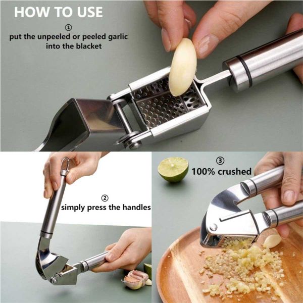 Stainless steel garlic press, kitchen cooking vegetable ginger press ...