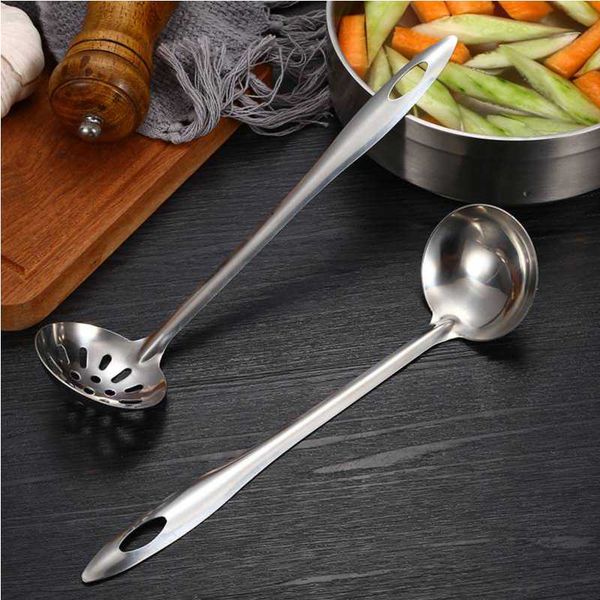 Stainless Steel Thicken Long Handle Hot Pot Spoon Soup Scoop Kitchen ...