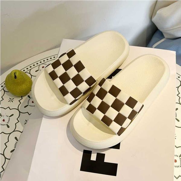 Checkerboard slippers women's ins trend plaid thick-soled women's shoes ...