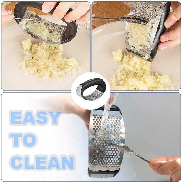 Garlic Ginger Press, Kitchen Stainless Steel Garlic Mincer Crusher ...