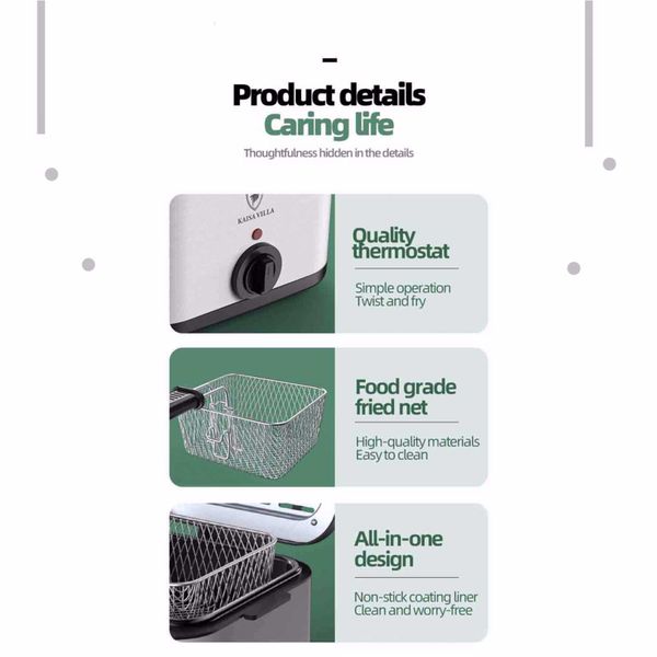 Electric Deep Fryer 2.5L French Fries Frying Machine Hot Pot Fried ...