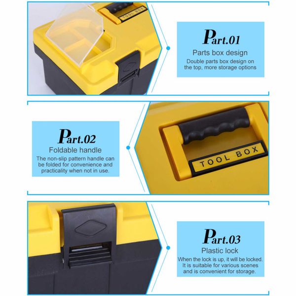 Plastic Tool Storage Box Large Capacity Portable Hardware Toolbox Anti ...