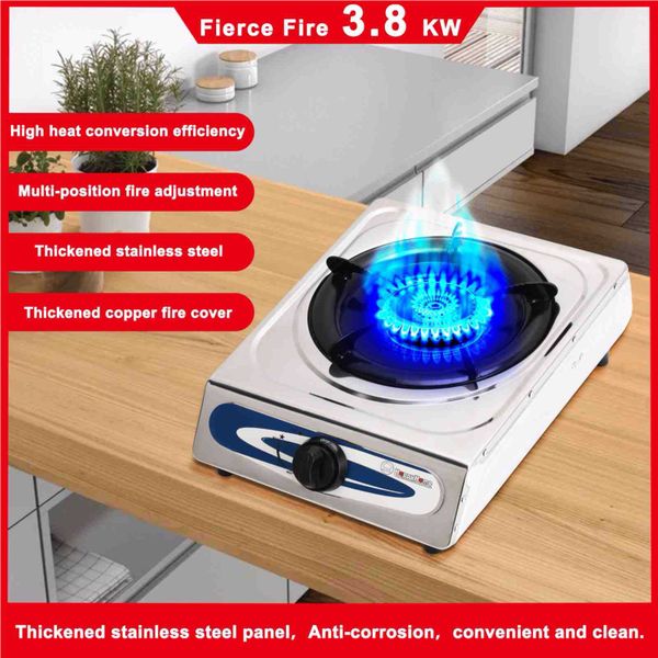 Single Burner Gas Stove Stainless Steel Home Desktop Liquefied Gas ...