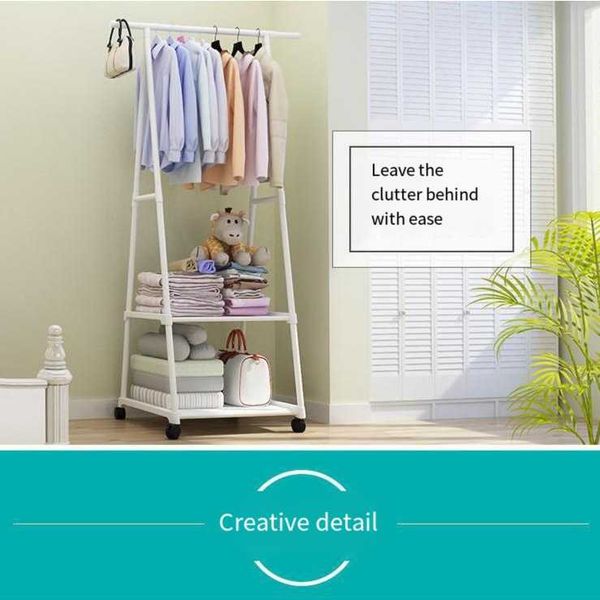 Triangle coat rack, landing wheel, mobile multi-layer storage rack ...