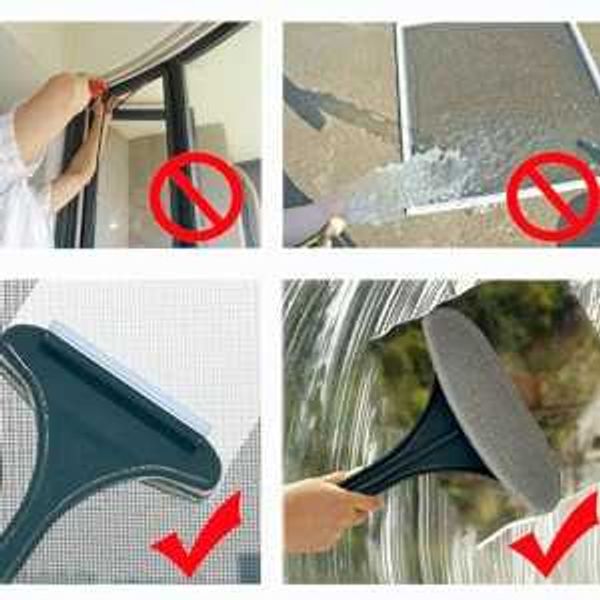 2 in 1 Window Screen Cleaning Brush, Double Sided Wet & Dry Dual Use ...