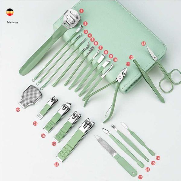 Nail Clipper Set Green Zipper Style 22 Piece Set Full Set Of Nail ...