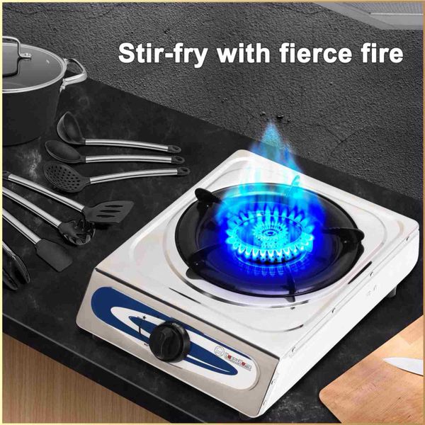 Single Burner Gas Stove Stainless Steel Home Desktop Liquefied Gas ...