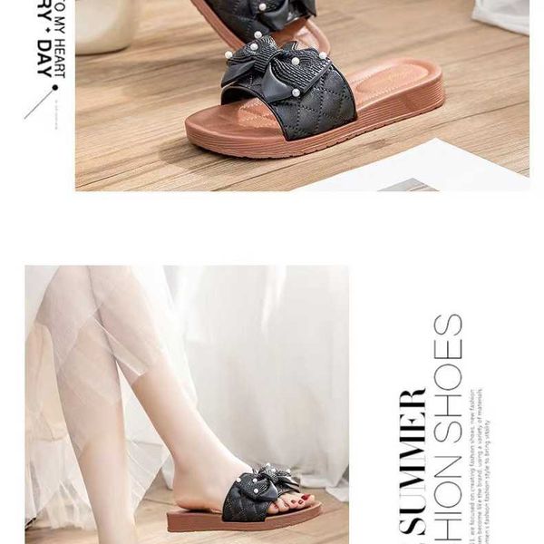 Casual Beach Shoes Popular Women's Bow Knot Outer Flip Flop Non-slip ...