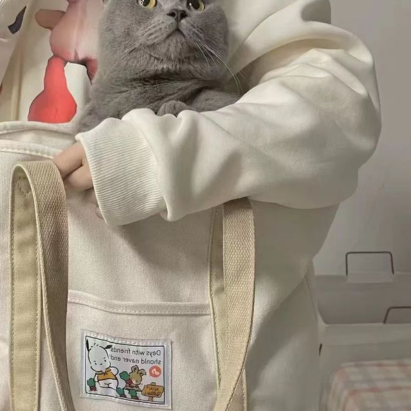 Pacha Dog Canvas Bag Japanese Casual Shoulder Tote Bag Versatile Simple ...