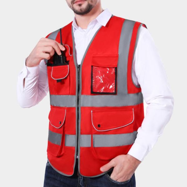 The Red Safety Jacket Reflects The front and Back, Whether Traveling ...