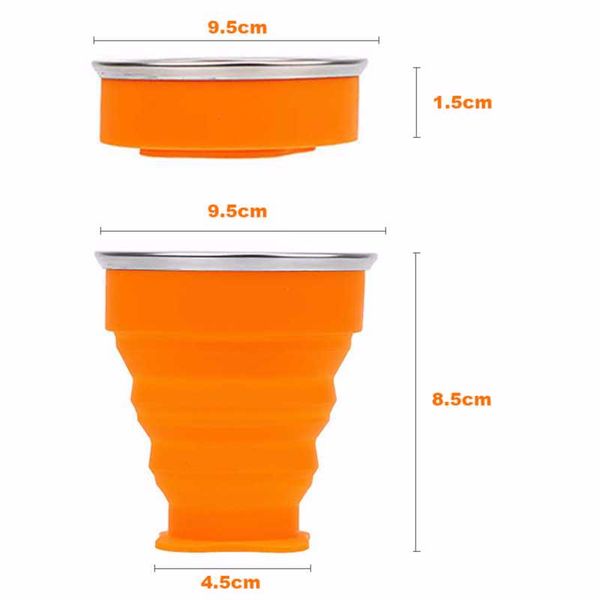 270ml Silicone Collapsible Travel Cup Outdoor Folding Camping Cups with ...