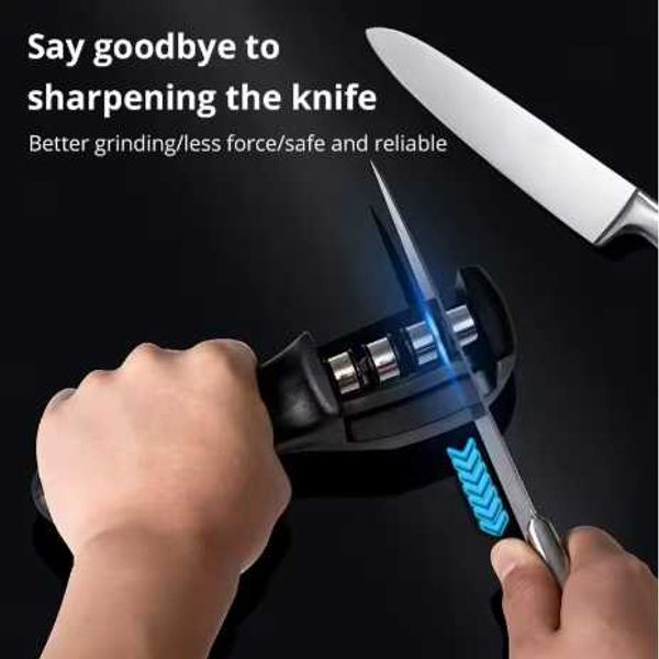 1 black 3-section quick sharpening tool knife sharpener handheld ...