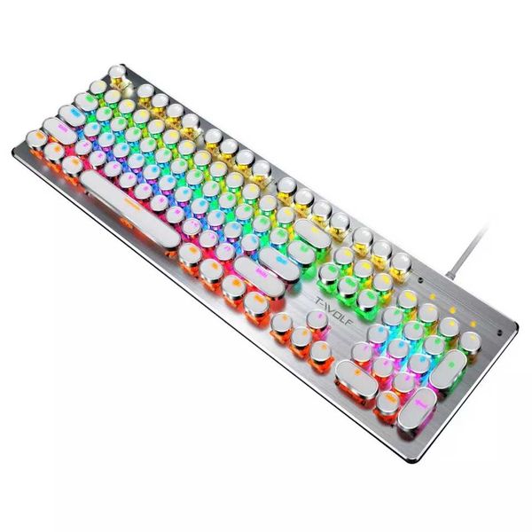 T-Wolf T75 black/silver 104 keys RGB seven-color backlit competitive ...