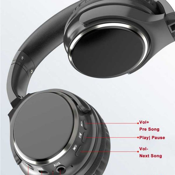 Wireless BT 5.0 HIFI Headset Sport Gaming Foldable Over-Ear Stereo With ...