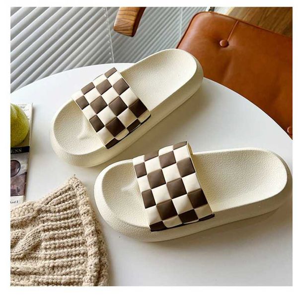 Checkerboard slippers women's ins trend plaid thick-soled women's shoes ...