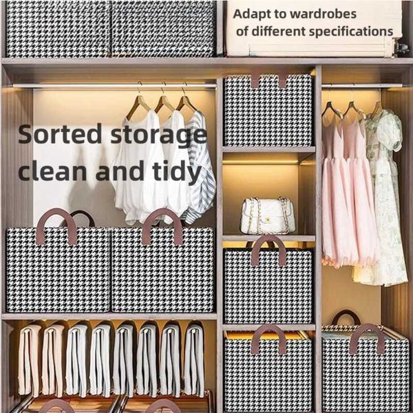 Qianniao grid clothes and pants storage box, household drawer style ...