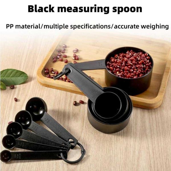 Baking measuring cup and spoon set, black ten piece set, plastic ...
