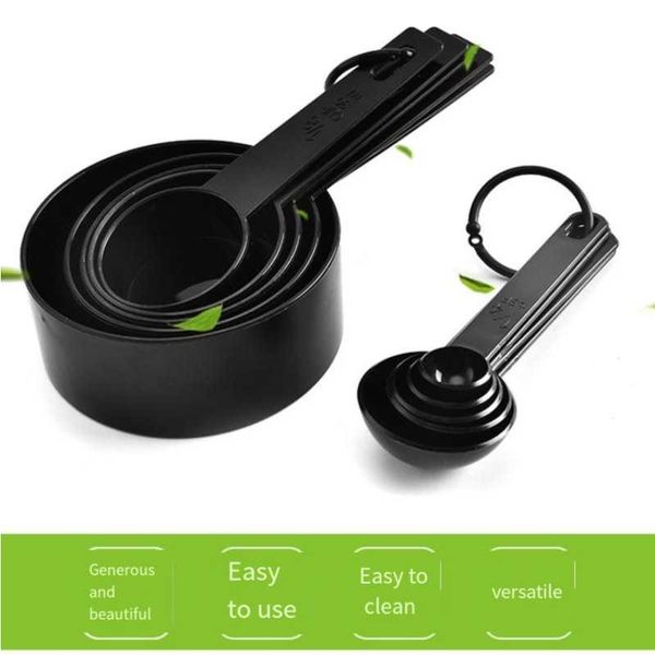 Baking measuring cup and spoon set, black ten piece set, plastic ...