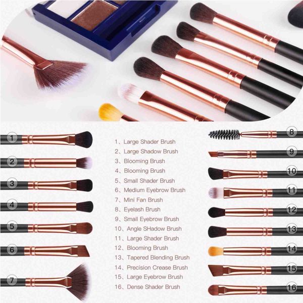 16pcs Eyes Makeup Brushes Professional Soft Eyeshadow Eyebrow Eyeliner ...