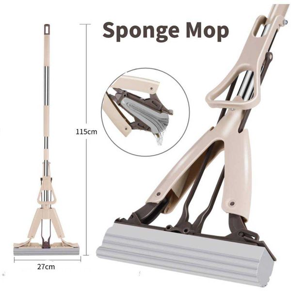 Sponge Mop Toilet Bathroom Wipe Dry Squeeze Dry Foam Drag Flat Mop ...