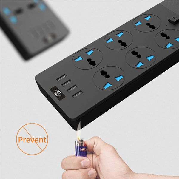 Multifunctional Power Strip 4 USB Charging Port 3000W Power Strip Flat ...