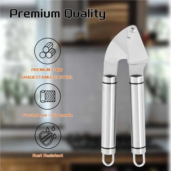 Stainless steel garlic press, kitchen cooking vegetable ginger press ...
